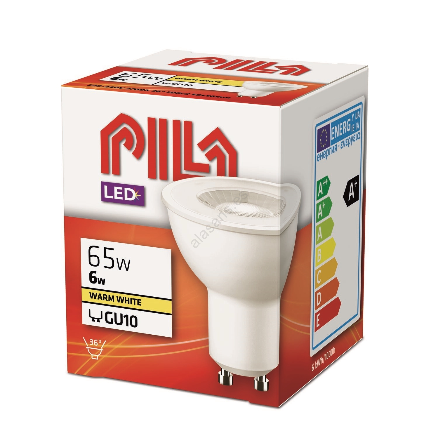 Bombilla LED Philips Pila GU10/6W/230V 2700K | Alasans